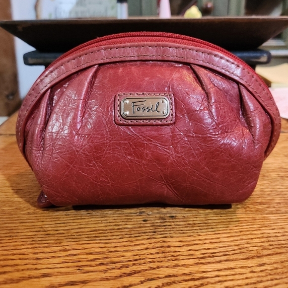 Fossil | Bags | Fossil Burgundy Leather Pouch | Poshmark